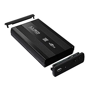 3.5 inch HDD External Case USB 2.0 to SATA External 3.5 Hard Drive Enclosure Disk for 3.5 SATA HDD External Storage Box with Aluminum Case (USB2.0-Silver)