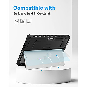 ProCase Rugged Case for Microsoft Surface Go 3 10.5" 2021 / Surface Go 2 2020 / Surface Go 2018, Shockproof Protective Cover Case with Pen Holder Hand Strap, Compatible with Type Cover Keyboard -Black