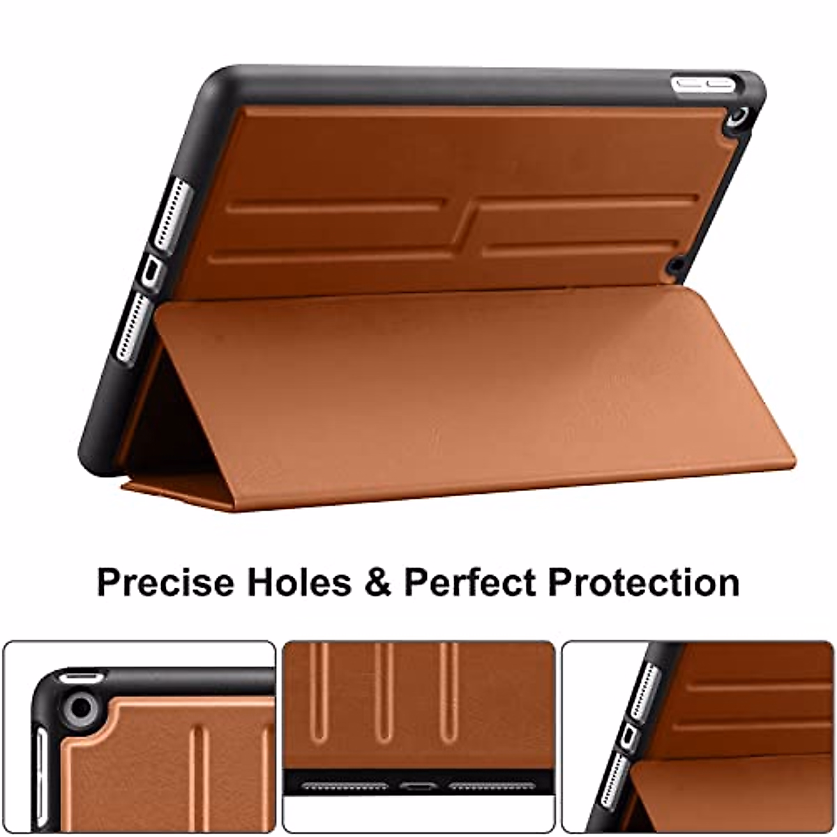 Case for iPad 9th / 8th / 7th Gen Case (2021/2020/2019) 10.2 Inch - Premium Leather Business Edition with Built-in Apple Pencil Holder - Auto Wake/Sleep - Orange