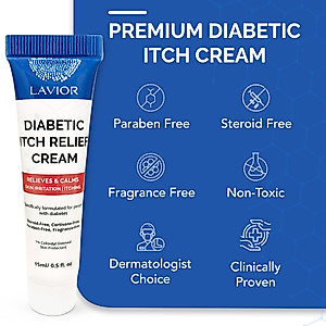 Lavior Diabetic Itch Relief Cream - Fast, Soothing Relief for Dry, Itchy Skin with Colloidal Oatmeal & Botanical Ingredients | Hypoallergenic, Dermatologist Recommended, Made in USA (2 Pack)