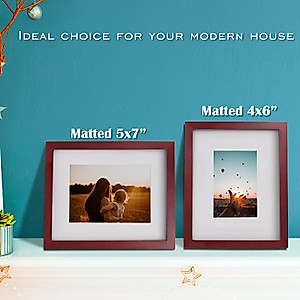 Egofine 8x10 Picture Frames 4 Pack - Wood Frames Covered by Plexiglass for Pictures 4x6 or 5x7 with Mat or 8x10 Without Mat, Photo Frames for Table Top and Wall Display, Cherry Red