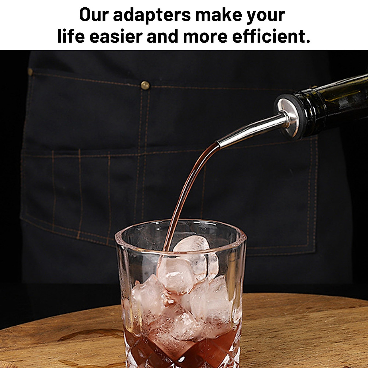 Liquor Pourer Adapters for Large Liquor Bottles and Olive Oil Bottles, Up to 1Inch/25mm Neck Bottle, Converts Regular Size Spout to Large Pouring Spout, 6 Pieces Set