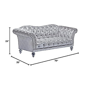 ACME Furniture Dixie Loveseat, Metallic Silver