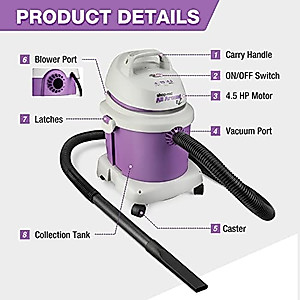 Shop-Vac 4 Gallon 4.5 Peak HP All Around EZ Series Wet/Dry Vacuum, Portable Compact Shop Vacuum, 3 in 1 Function with Wall Bracket & Attachments for Home, Apartment, Vehicles & Workshops. 5895400
