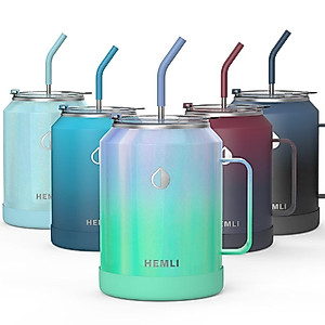 Hemli 50 oz Tumbler with Handle and Straw, Big Cup for Ice Coffee, 50 Oz Water Bottle, Large Travel Tumbler, 50 Oz Mug Tumbler, Thermal Cups, Large Cup, Water Mug, Vacuum Insulated Keep Hot Keep Cold