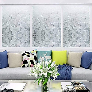 Niviy 3D No Glue Static Cling Window Films Privacy Cut Glass Window Sticker for Bathroom Office Kitchen Window Decor 17.7"x 78.7"