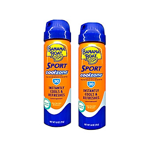 Banana Boat Sun Screen Sport Spray SPF 30 UltraMist Coolzone 1.8 oz (Travel Size), 2 units