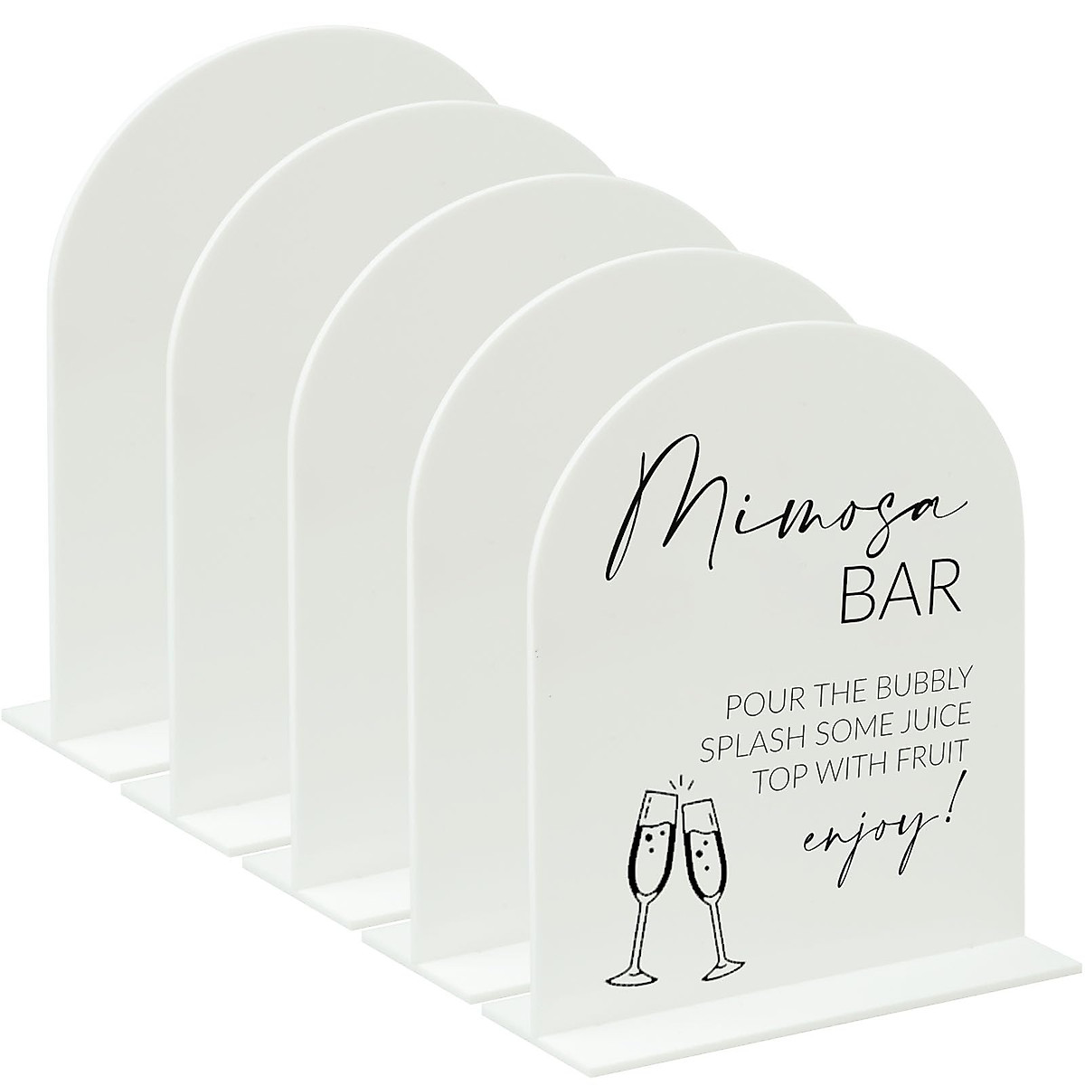 JINMURY 8x10 Inch White Arch Acrylic Sign with Stand | 5 Pack Blank White Acrylic Arch Table Signs with Base for DIY Wedding Table Numbers, Arched Wedding Signage, Events& Parties (White, 8x10 Inch)