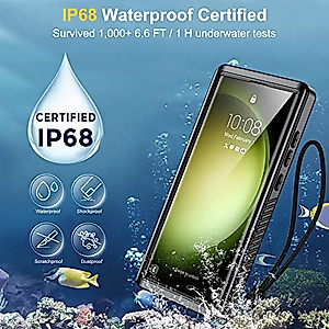 Humixx for Samsung Galaxy S23 Ultra Case,Waterproof Built-in Lens, Screen Protector[Full-Body Shockproof][12FT Military Drop Proof][Dustproof][IP68 Underwater] Protective Phone Case 5G 6.8”-Black