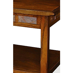 Leick Home 10058 Slate Tile Coffee Table with Shelf, 20 in x 38 in x 20.5 in, Rustic Oak