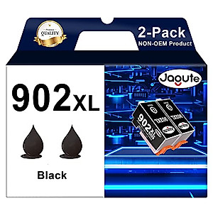 Jagute 902XL 902 Black Ink Cartridges Replacement for HP 902 XL Use with OfficeJet Pro 6978 6968 6970 6960 6971 6974 6975 6976 6979, OfficeJet 6958 6950 6951 6954 Printers.（2 Black）