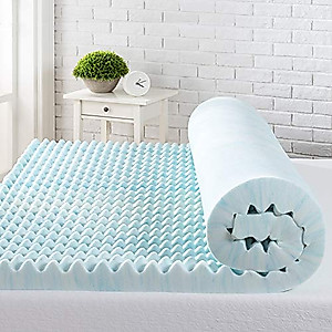 ZINUS 3 Inch Swirl Gel Cooling Memory Foam Mattress Topper, Cooling Airflow Design, CertiPUR-US Certified, Queen , Blue