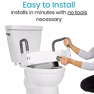 Vive Raised Toilet Seat - 5" Portable, Elevated Riser with Padded Handles - Elongated and Standard Fit Commode Lifter - Bathroom Safety Extender Assists Disabled, Elderly, Seniors, Handicapped (1)