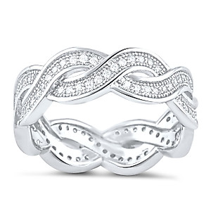 SILVERCLOSEOUT Sterling Silver Cz Infinity Eternity Ring - Size 7