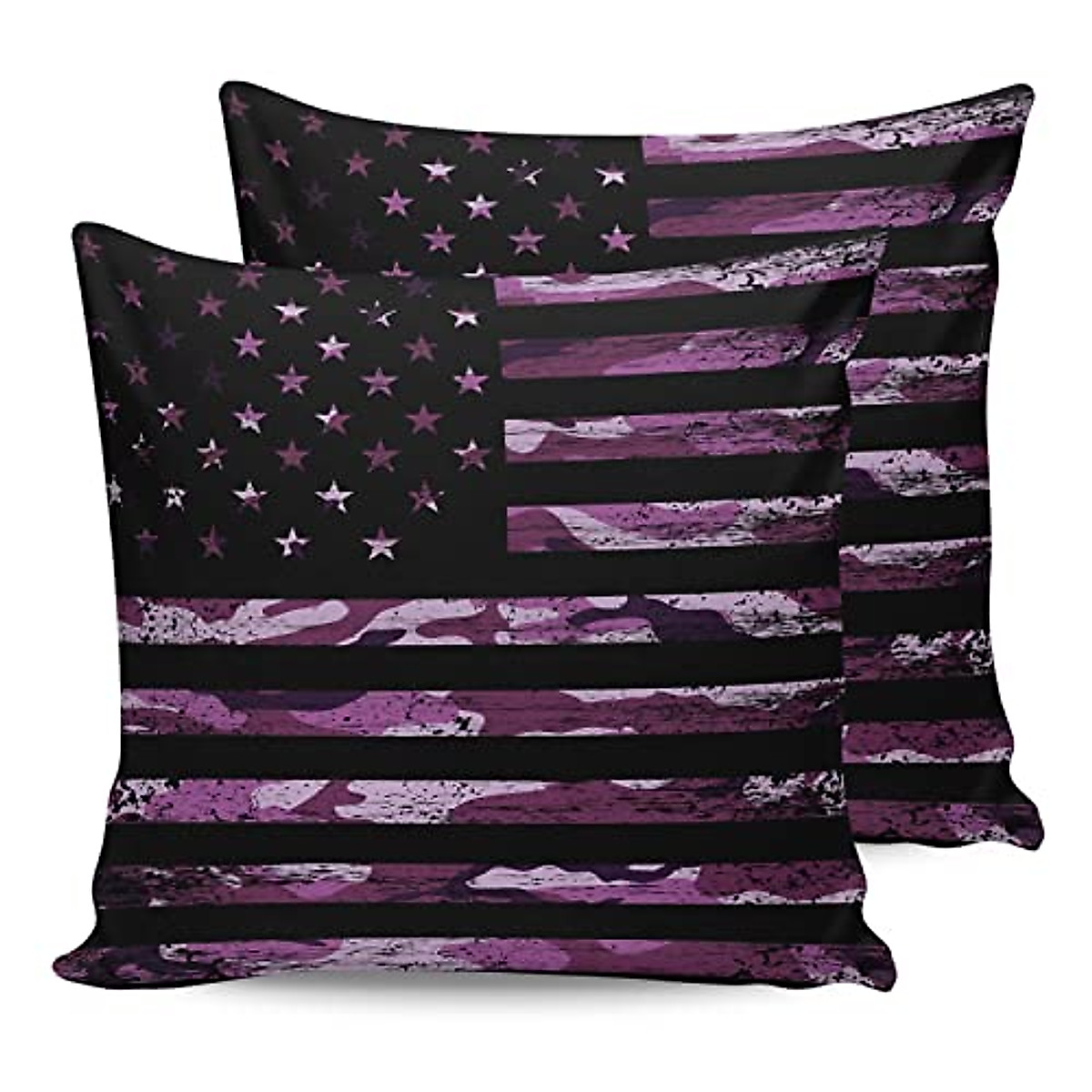 Funnywall88 Waterproof Throw Pillow Covers Set of 2 Independence Day Camo American Flag Patriotic Couch Pillow Cases Outdoor Sofa Cushion Cover Home Decor for Bed Living Room, 16" x 16"