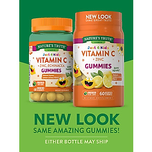 Vitamin C Gummies for Kids | with Zinc | 60 Count | Vegetarian, Non-GMO & Gluten Free | by Natures Truth