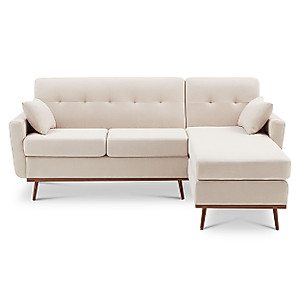 Weture 80" L Shape Couch with Extended Convertible Chaise, Comfy Sectional Couches for Living Room, 3 Seater Couch L Shaped Sofa for Small Spaces(Linen-Beige)