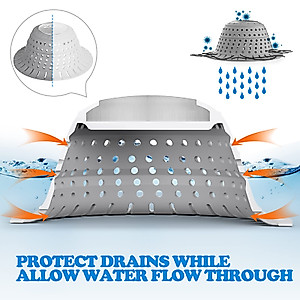 zaa Bathtub Drain Hair Catcher, 3 Pack Silicone Collapsible Drain Protector for Pop-Up and Regular Drains of Bathtub, Tub, Shower, Bathroom