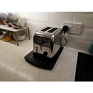 Poztiv Sliding Kitchen Counter Caddy (3 Pack). Made of Durable ABS. Countertop Storage Sliding Tray - For Blender, Toaster, Kitchen Appliances. Dishwasher Proof. Includes large 'microfibre' Cloth