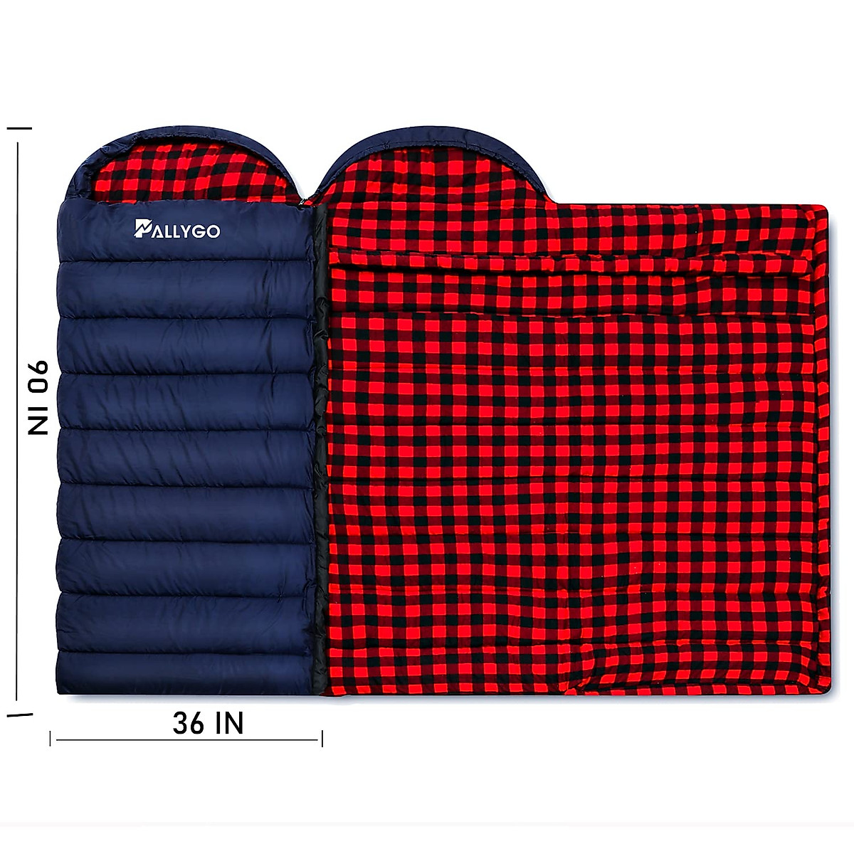 PALLYGO 0 Degree Sleeping Bag Cotton Flannel Sleeping Bags for Adults Cold Weather Camping Winter Zero Degree Warm Weather Big and Tall Right Zip
