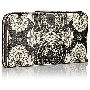 Sakroots Large Coated Canvas Smartphone Crossbody Bag, Black/White Wanderlust