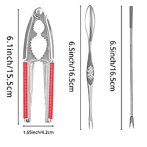Nut Crackers Walnut Cracker Heavy Duty Shell Cracker Seafood Cracker Walnut Opener Tool with with Red Non-slip Handle, with 2 Pcs Forks/Picks