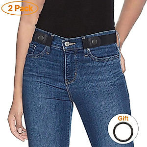 SUOSDEY No Buckle Invisible Stretch Belts for Men/Women Belt for Jeans pants No Hassle,No Bugle (05-2Pack Black, Suit Waist 34''-48'')