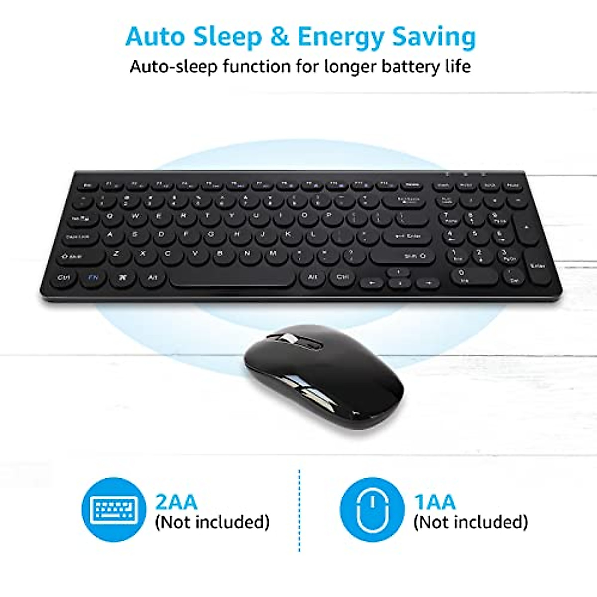 YXLILI Wireless Keyboard and Mouse Combo Quiet Keyboard and Mouse Set Ergonomic Low Profile Cordless Keyboard and Optical Wireless Mice with Numeric Keypad for Computer Laptop Windows Desktop PC Mac