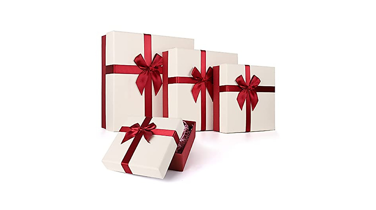 Eerbaier Nested Gift Boxes with Lids | Red/Cream (Set of 4)