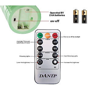 Green LED flameless Candle with Embedded Starlight String, 3 LED Candles, 10-Key Remote Control, 24-Hour Timer Function, Dancing Flame, Real Wax, Battery Powered. (Grass Green)