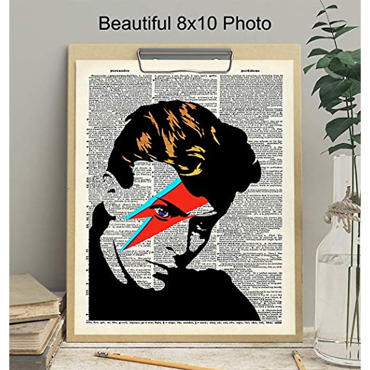 David Bowie Unframed Dictionary Wall Art Print - Great Gift for Rock n Roll Music Fans - Chic Home Decor - Ready to Frame (8x10) Photo - Ziggy Stardust