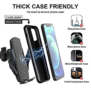 Wireless Car Charger Mount, 15W Qi Fast Charging Auto-Clamping Cell Phone Car Holder ​Air Vent Windshield Dashboard Long Arm Suction Cup Car Phone Mount for iPhone13 /12/11 Samsung S20/S10/S9/S8 LG