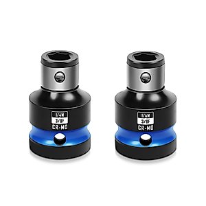 BLACKROBOT 2PCS Impact Bit Holders 3/8 Inch Square Drive to 1/4 Inch Hex Socket Adapter for Impact Wrench