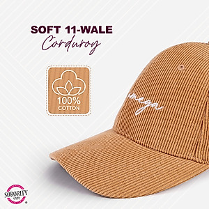 Sorority Shop Alpha Phi Baseball Cap - Embroidered Logo, Soft 11-Wale Corduroy Maroon