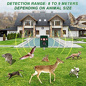 MERMOI Ultrasonic Animal Repeller Outdoor Solar Animal Repeller with Flashing LED Lights,Siren Expelled Cats,Dogs,Deer, Raccoons, Birds, Skunks, Squirrels, Rabbits etc.