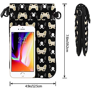 Boston Terrier and French Bulldog Friends Women Soft PU Leather Cellphone Purse Wallet Handbag Small Crossbody Shoulder Bag