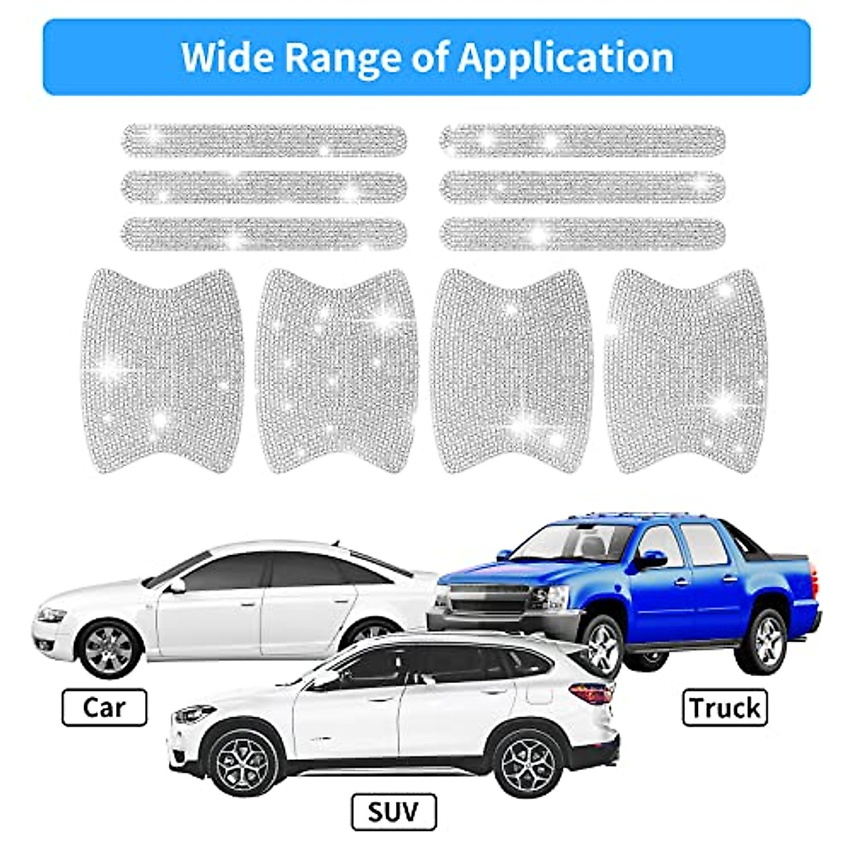Vaincre Bling Car Door Handle Protector 10PCS Rhinestone Car Door Handle Scratch Protector, Bling Car Accessories Fit Most Cars, Vehicles, Car Side Rearview Mirror