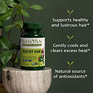 Banyan Botanicals Healthy Hair Tablets – Organic Hair Supplement with Amla & Bhringaraj – Ayurvedic Hair Care for Healthy, Thick & Lustrous Hair* – 90 Tablets – Non GMO Sustainably Sourced Vegan