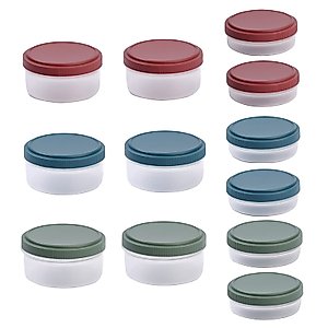MANMAOHE 12PCS Leakproof Condiment Containers with Lids, 6PCS 2.5oz + 6PCS 1.7oz, Plastic Salad Dressing Container to go, Reusable Sauce Cups, Small Food Storage Containers for Picnic Travel