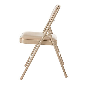 OEF Furnishings (4 Pack Premium Vinyl Padded Folding Chair, Beige