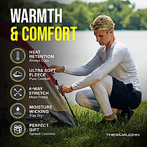 Thermajohn Long Johns Thermal Underwear for Men V Neck Fleece Lined Base Layer Set for Cold Weather (X-Large, Charcoal)