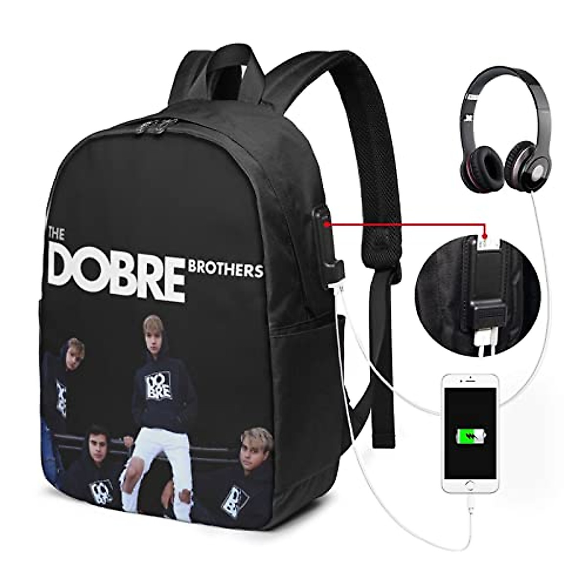 Dobre Brothers 17 Inch Laptop Backpack with USB Port Travel College School Backpack Bookbag Unisex