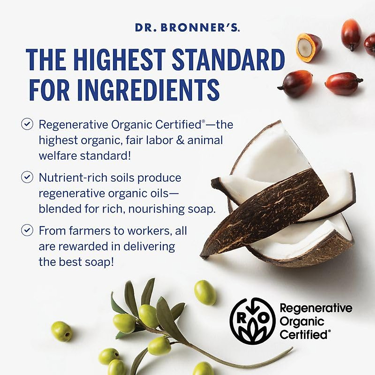 Dr. Bronner's Pure Castile Liquid Soap - Made with Regenerative Organic Certified Oils - 18-in-1 Uses for Face, Body, Hand Gentle on Baby & Sensitive Skin Body Wash Unscented,32oz