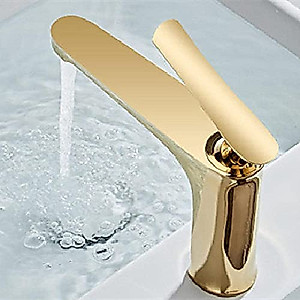 JBQ Bathroom Faucets Bathroom Sink Faucet Bathroom Vanity Faucet Solid Brass Sink Faucet Hot and Cold Single Handle countertop Mounted Toilet Crane Faucet (Color : White Gold)