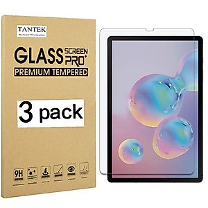 TANTEK [3-Pack Screen Protector for Samsung Galaxy Tab S6/Tab S5e 10.5 inch,Tempered Glass Film,Ultra Clear,Anti Scratch,Bubble Free,S-Pen Compatible