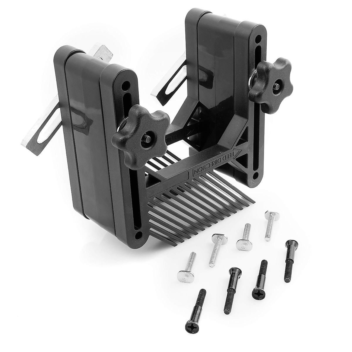 Dual Deluxe Stackable Featherboards with Riser Blocks Aluminum Miter Lock Bar and T Bolt Hardware for Track or Miter Slot Mounting Ideal for Table Saws Router Tables and Band Saws