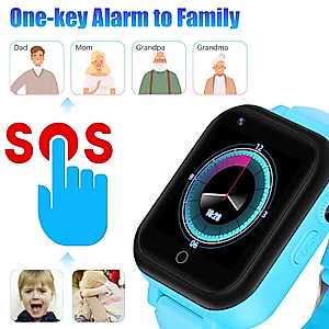 4G Watch Phone for Children, Kids Smart Watch, 2-Way Calls, GPS Location, IP67 Waterproof, Messages, School Mode, SOS, Video Calls, Camera, Remote Control, Torch, Pedometer Smartwatch (Concise Blue)