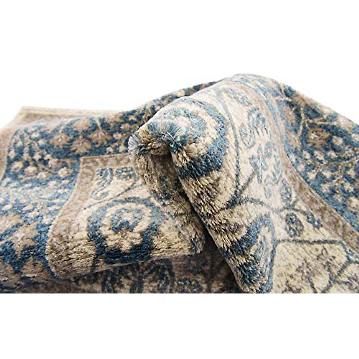 Unique Loom Salzburg Collection Area Rug - Gneis (5' Square, Cream/ Light Blue)