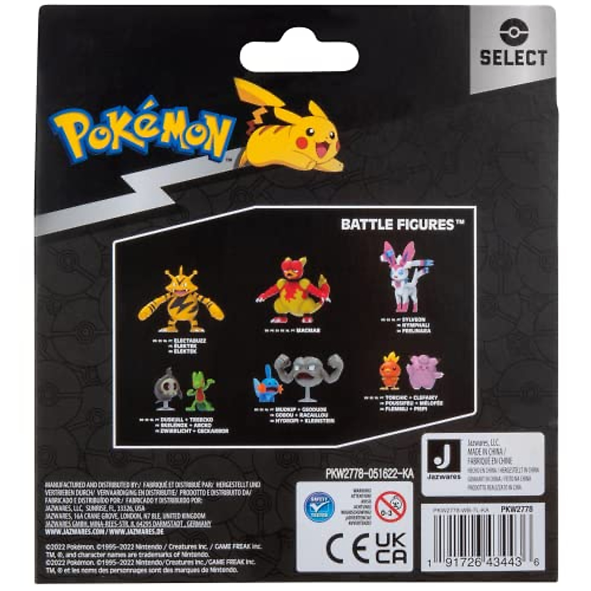 Pokémon Select Evolution 3 Pack - Features 2-Inch Pichu and Pikachu and 3-Inch Raichu Battle Figures