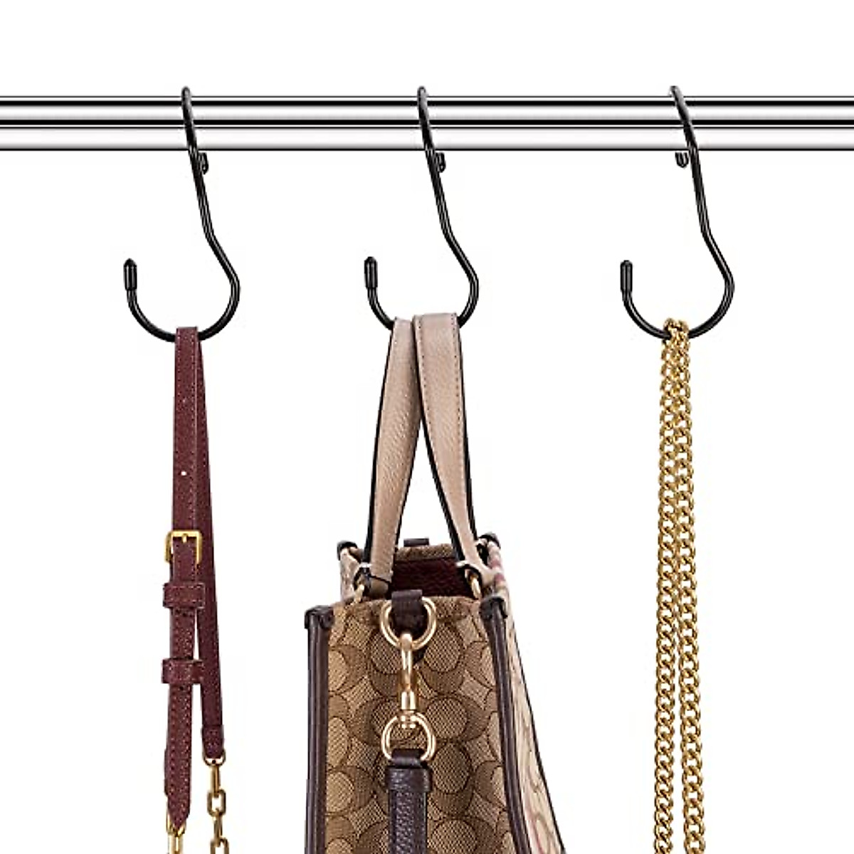 CINPIUK 18 PCS Purse Hangers for Closet, Heavy Duty Twisted Metal Hooks Hang Purses in Closet, Handbag Storage Organizer Closet Hooks for Hanging Purses, Scarves, Belts, Hats